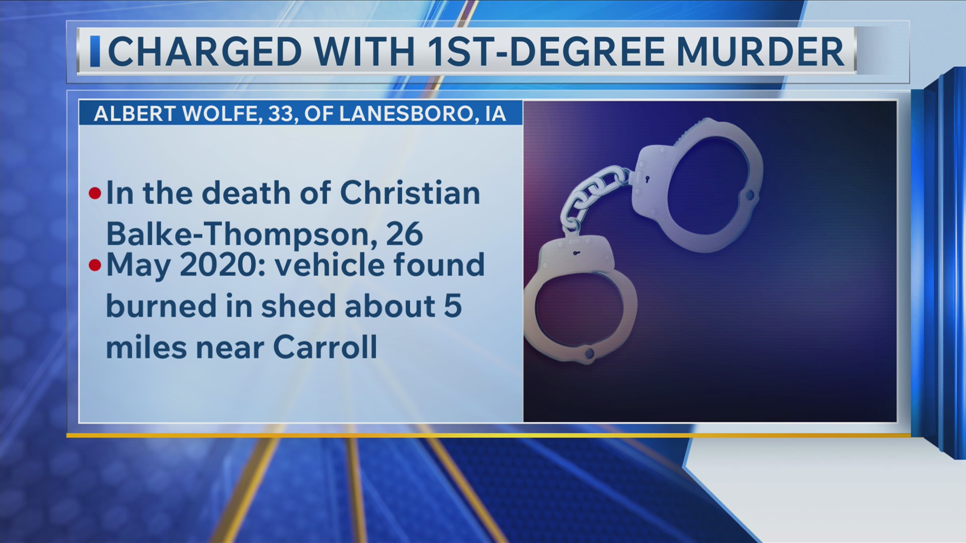 Albert Wolfe charged with first degree murder of Christian Balke-Thompson