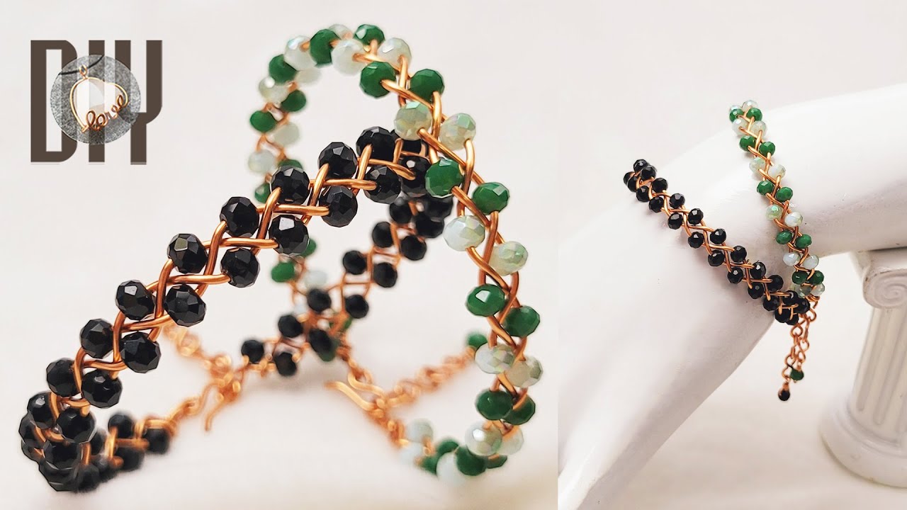 How to make bracelet with crystal | braid 3 wire | beads with holes ...