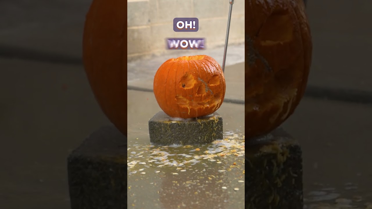 Carving a pumpkin with a power washer shows surprising results