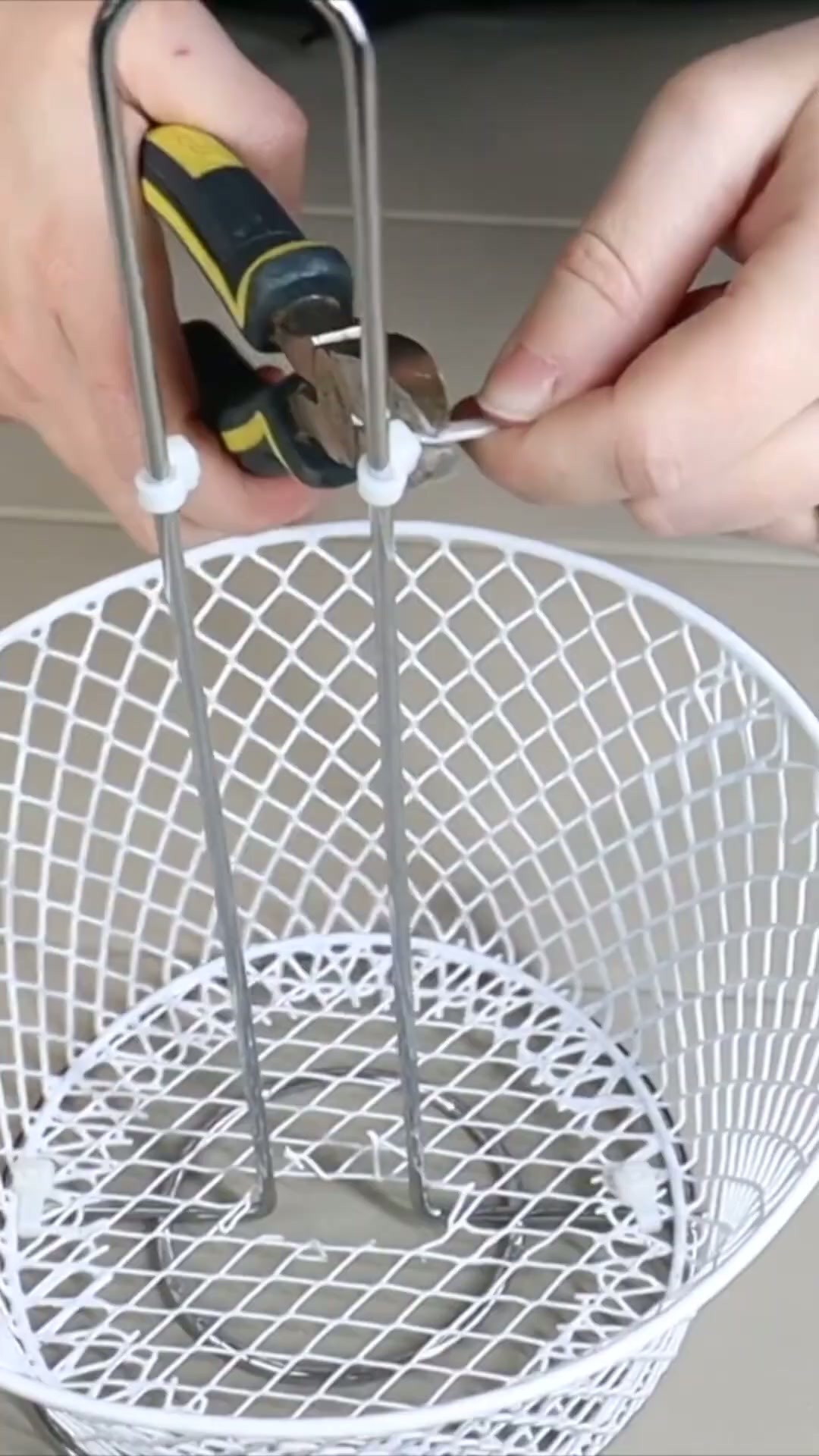 Slide 2 Dollar Tree baskets on a paper towel holder...🫢