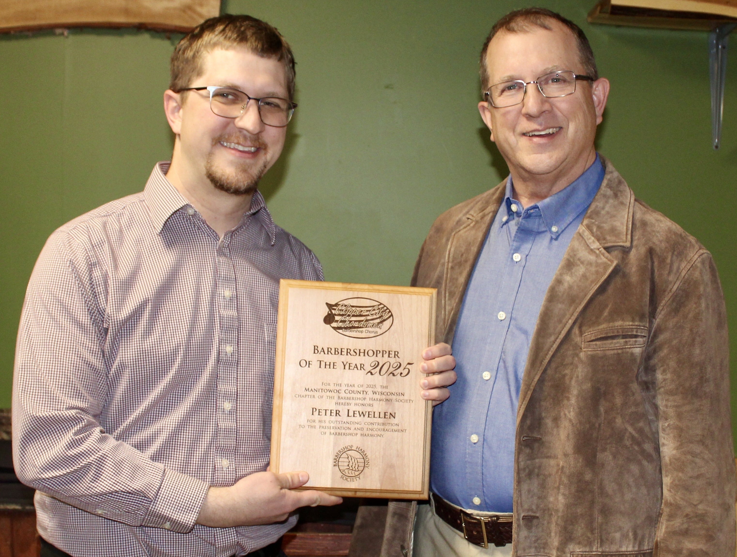 Peter Lewellen named 2025 Barbershopper of the Year in Manitowoc
