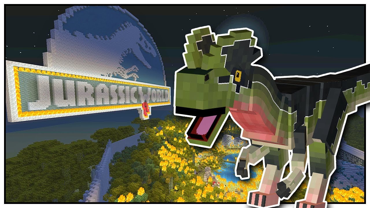 Players hide from dinosaurs in Jurassic World Minecraft map
