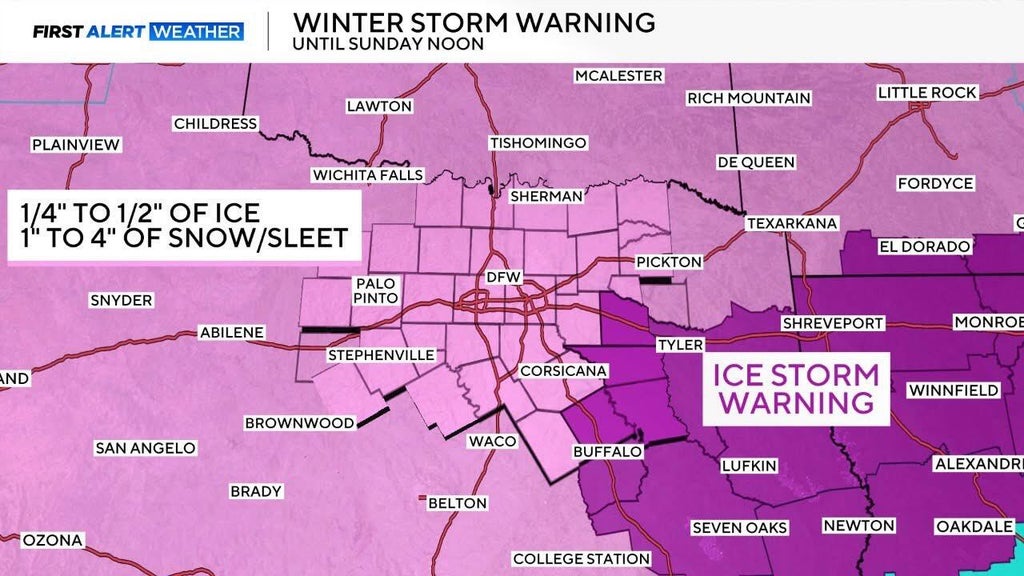Snow, sleet falling as temperatures drop across North Texas during ...
