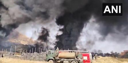 Jharkhand: Massive fire erupts in tyre stock on Bariatu Hill in Ranchi