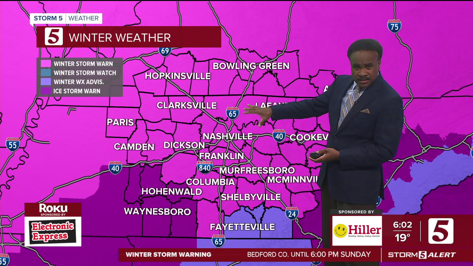 Winter storm warning & ice storm warning through Sunday PM