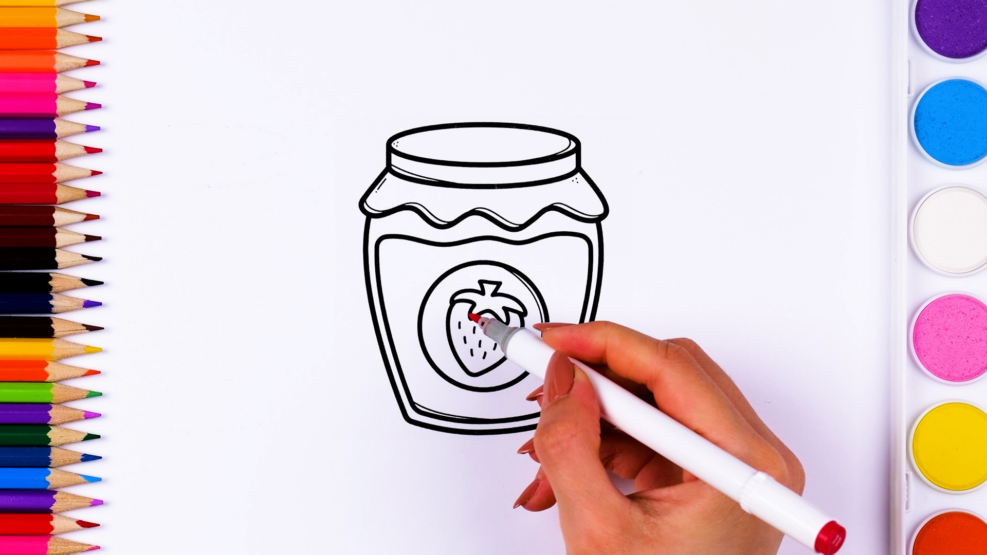 Strawberry jam drawing | Learning color names