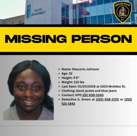 Alert: Shacoria Johnson, 32, missing from Kinston