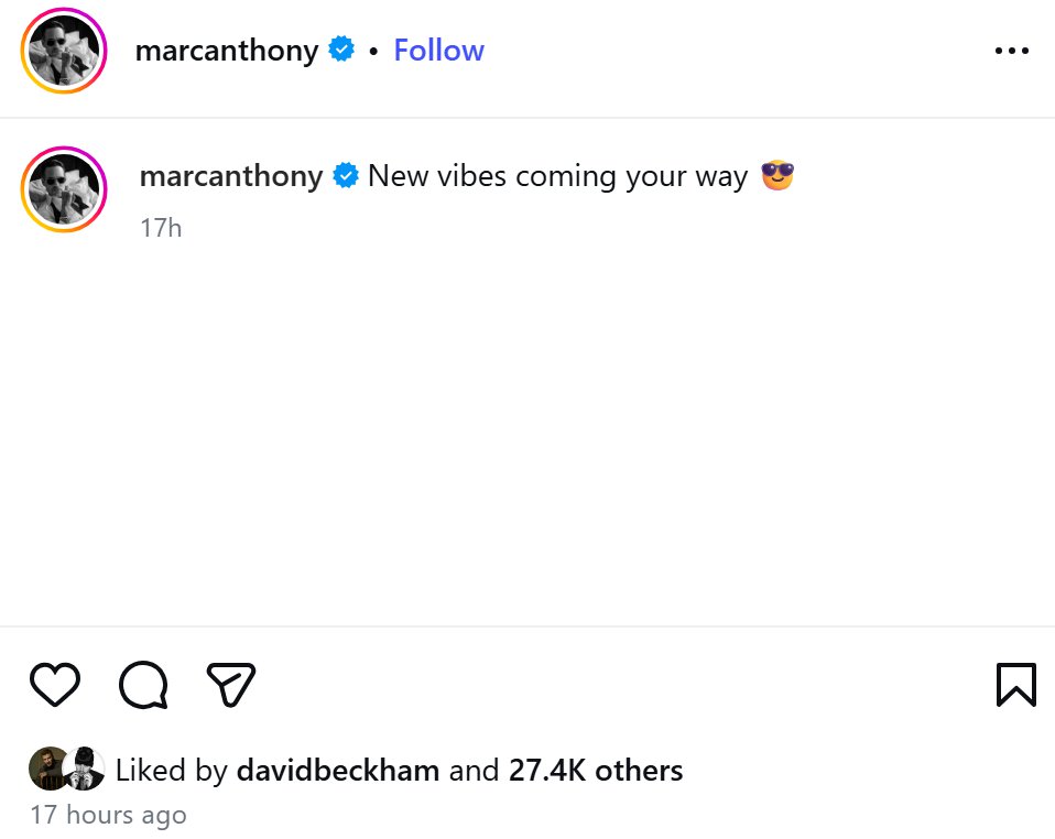 David Beckham supports Marc Anthony amid wedding drama