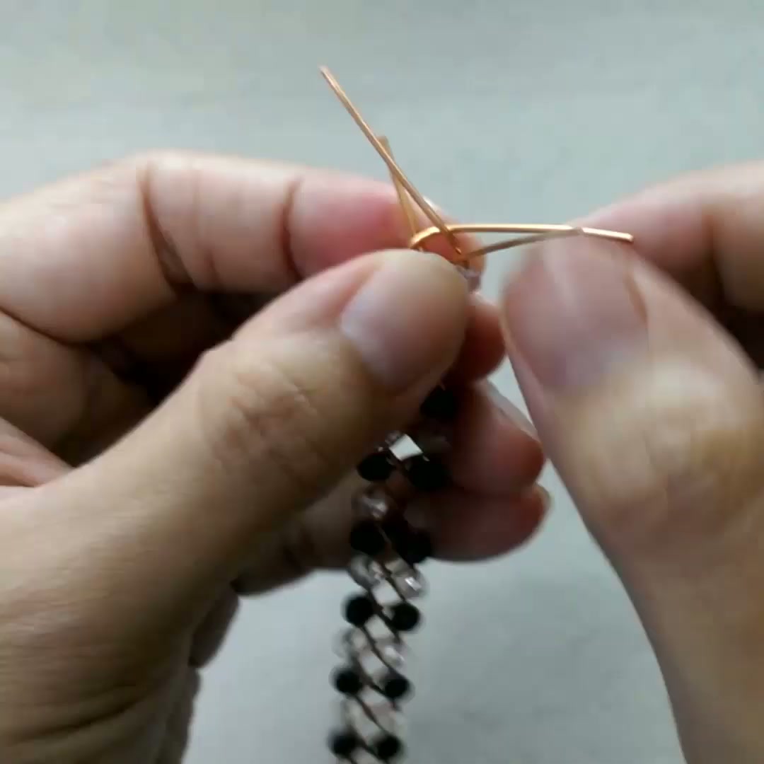 Braided copper bracelet | 4 strand braided | small crystal beads ...