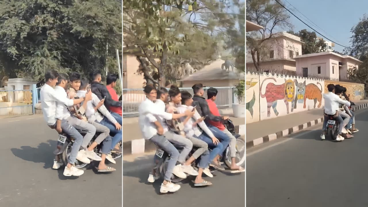 Seven youths ride one motorcycle on Bhopal's VIP Road, video goes viral