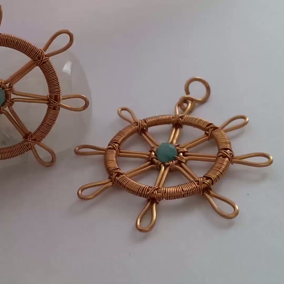 Ship wheel | pendant | small stone | copper wire @LanAnhHandmade 901 # ...