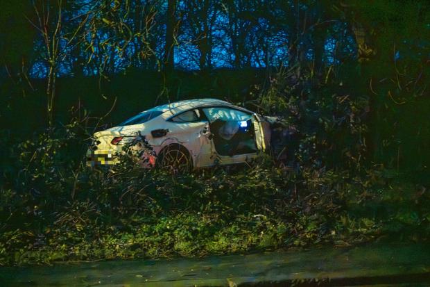 Pictures as car ends up in trees and one taken to hospital after A167 crash