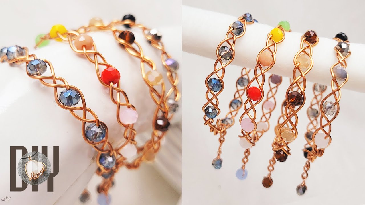 How to make a super easy bracelet | braid 3 wire | stone or crystal ...