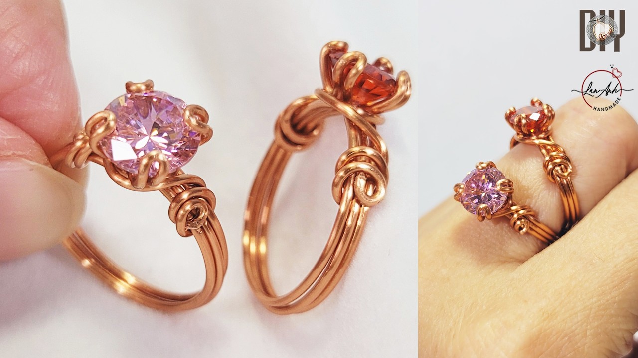 Making prong ring with faceted gemstones | Easy DIY jewelry with wire 1057