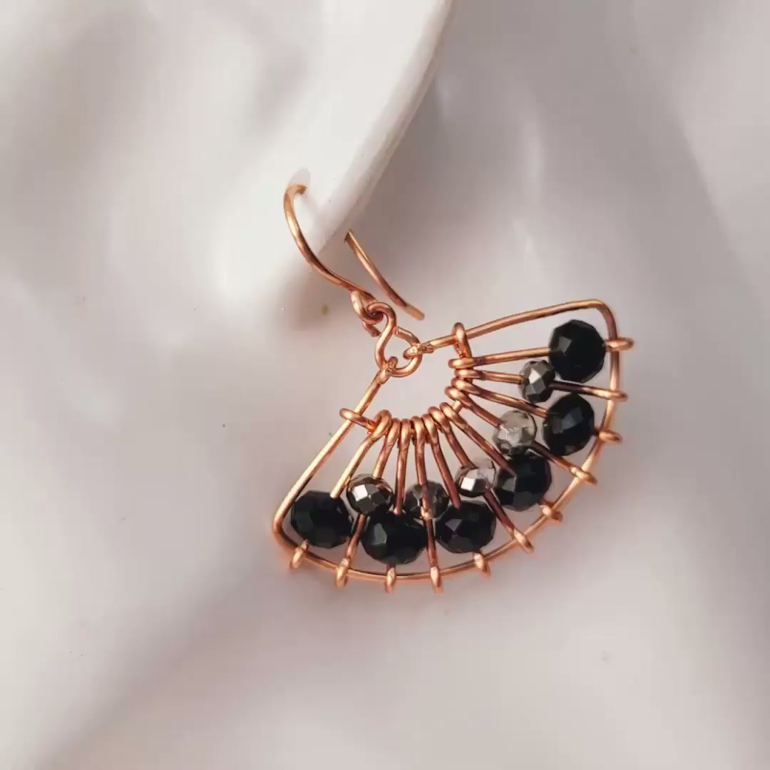 China paper fan | folding hand fan | pendant | crystal beads | stone ...