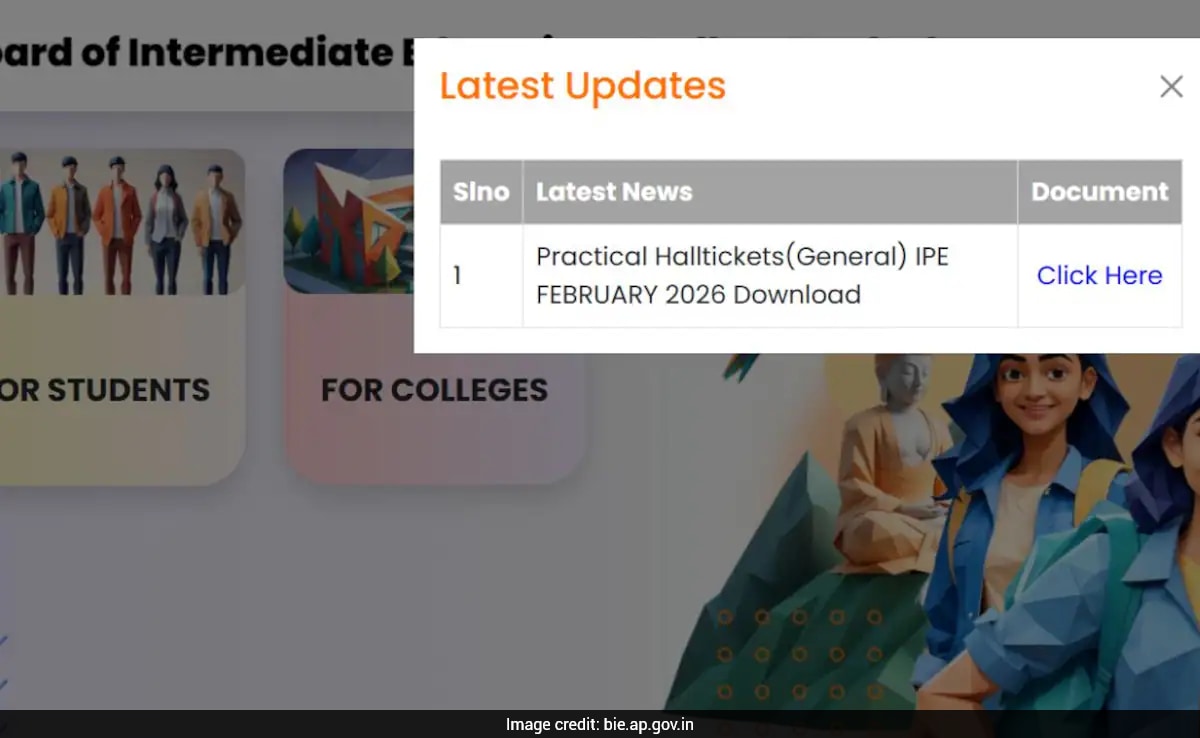 AP inter practical exam hall tickets 2026 out: Here's direct link to ...