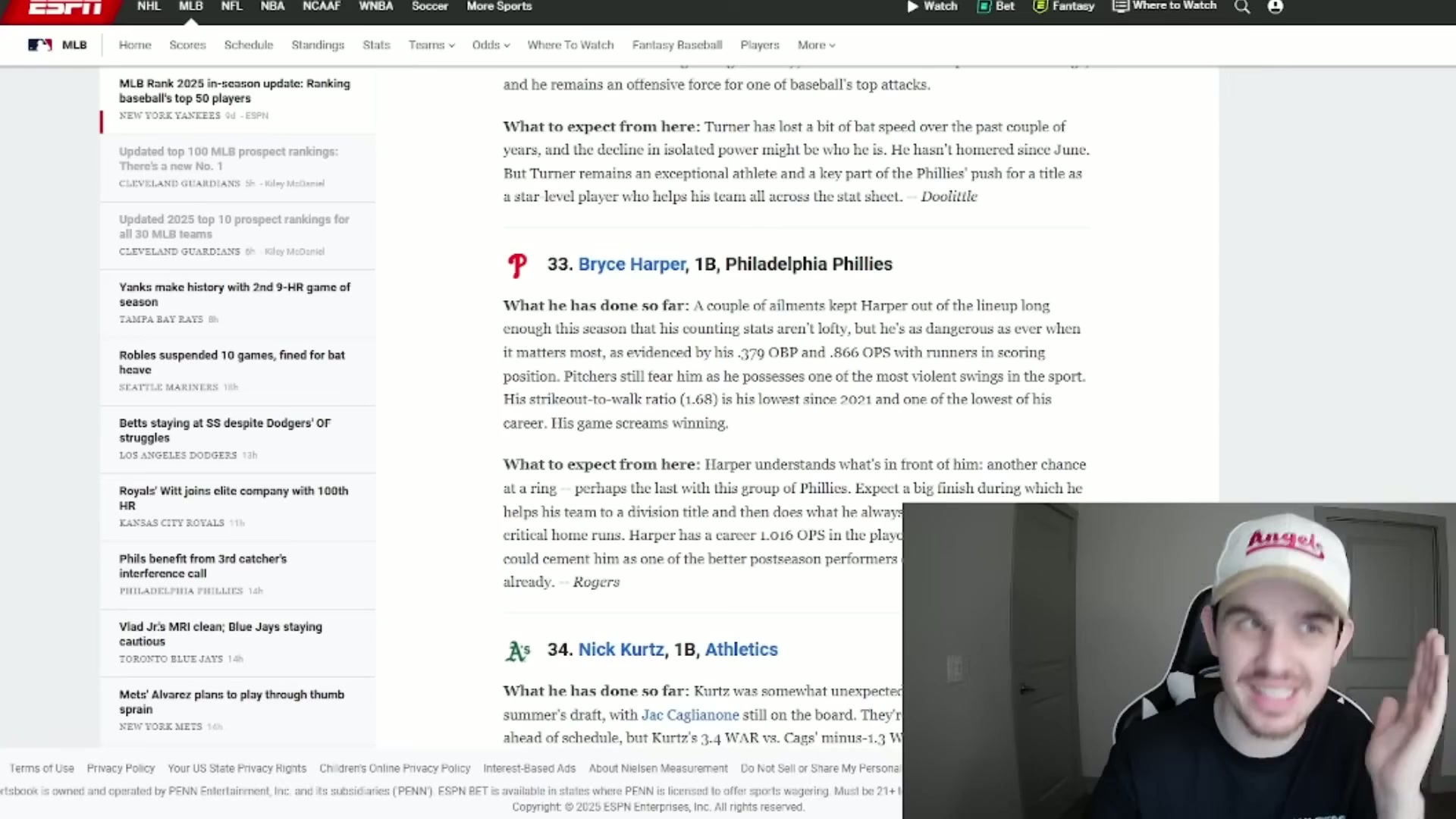Reviewing ESPN’s current top 50 MLB player list to see how bad it is