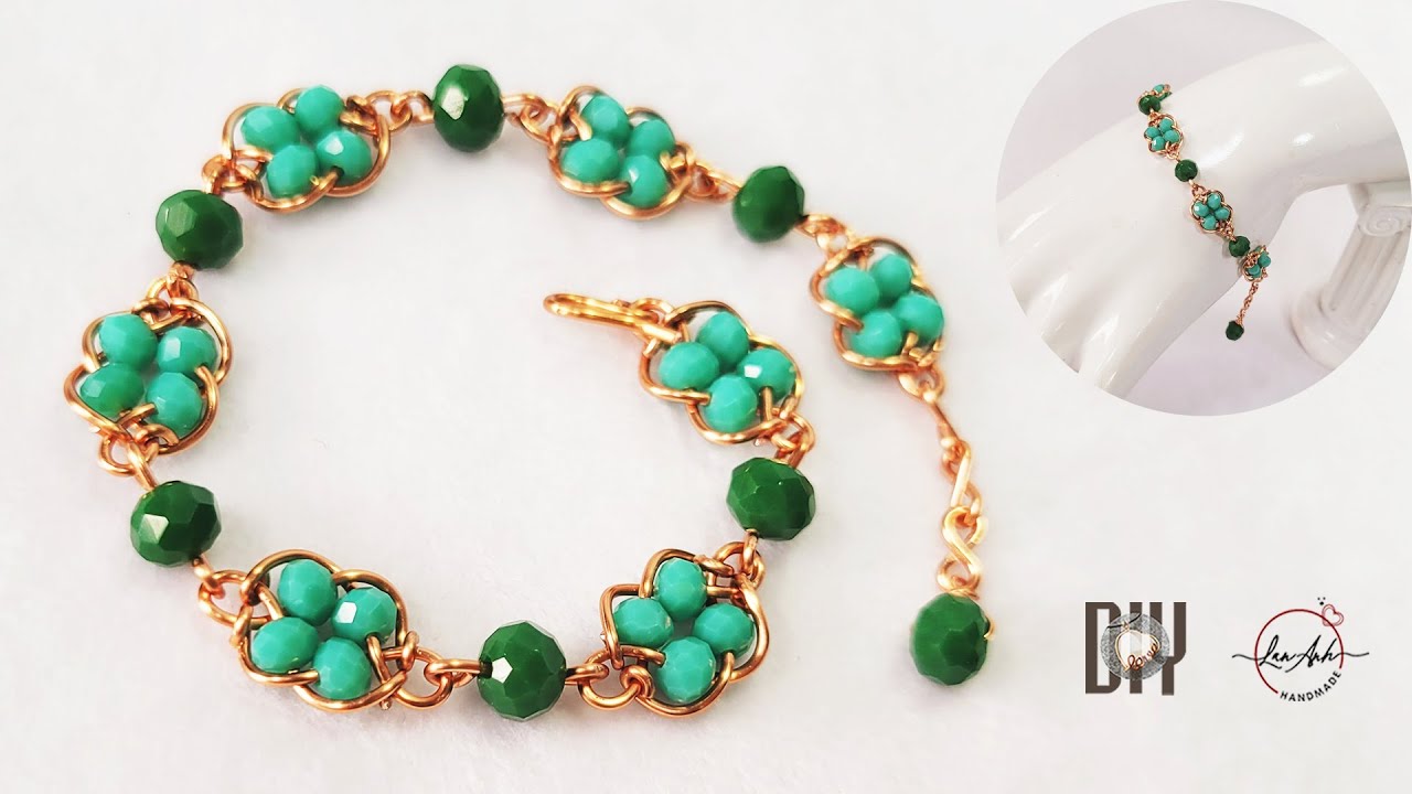 Learn how to make a wire and bead bracelet | Knot chain link 1038