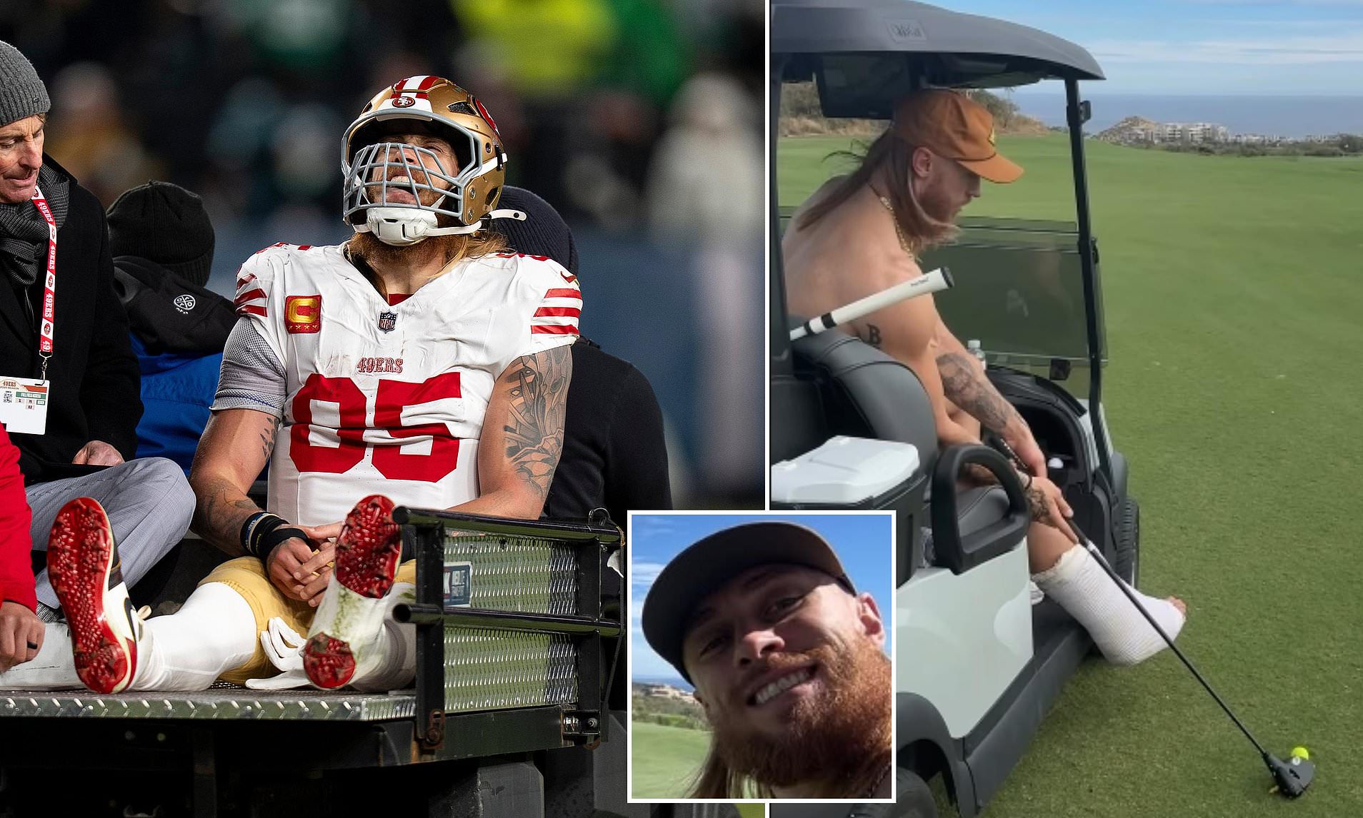 George Kittle plays golf with 49ers teammates days after Achilles tear ...