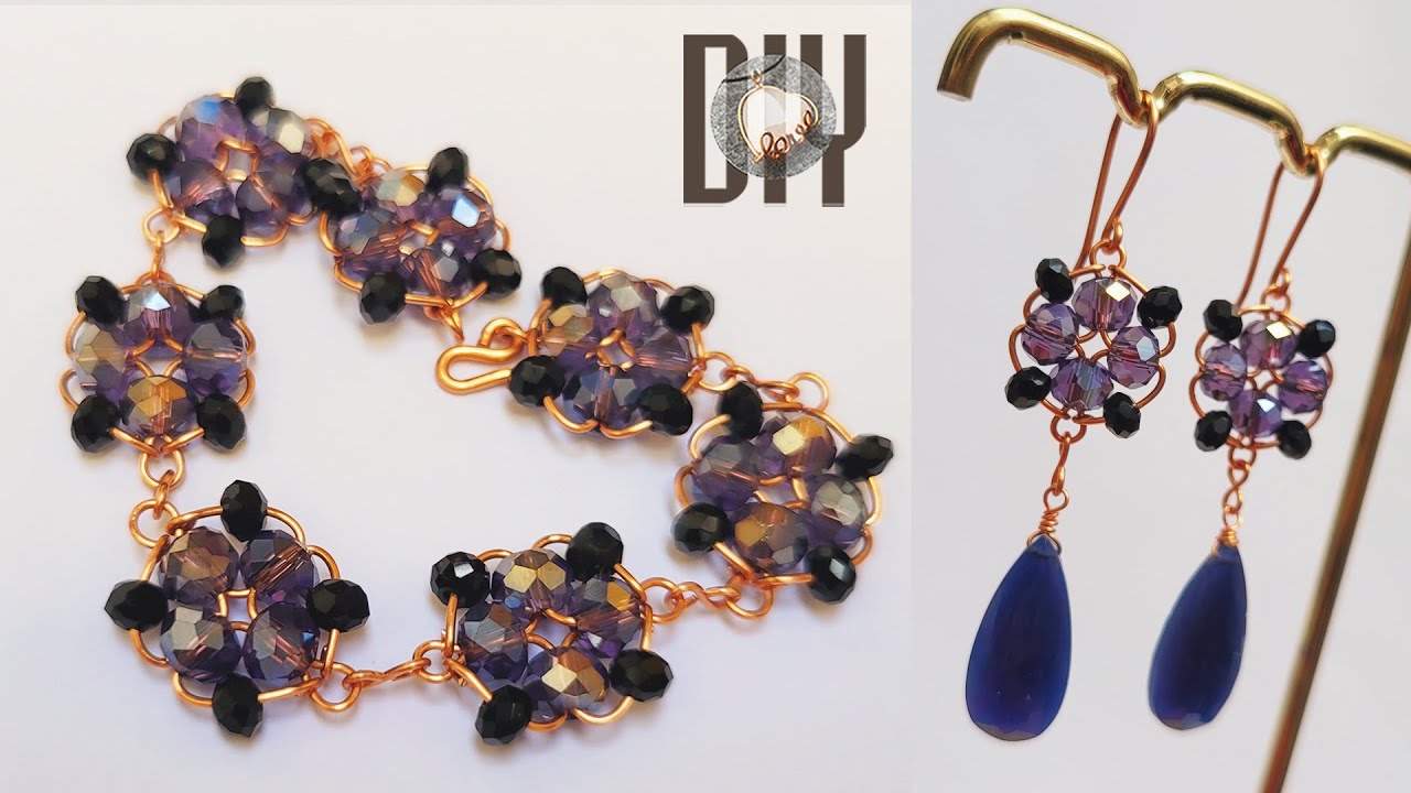 Crystal chain bracelet, earring making | tutorial bead and wire jewelry ...