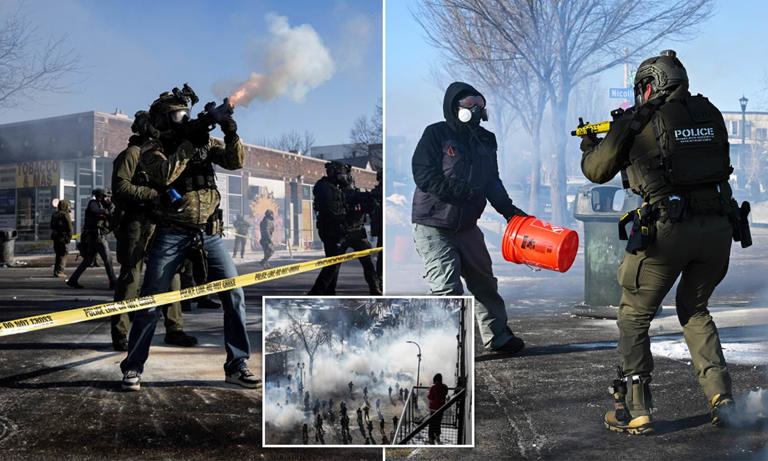 Chaos erupts in Minneapolis as agents fire tear gas and pepper balls at ...