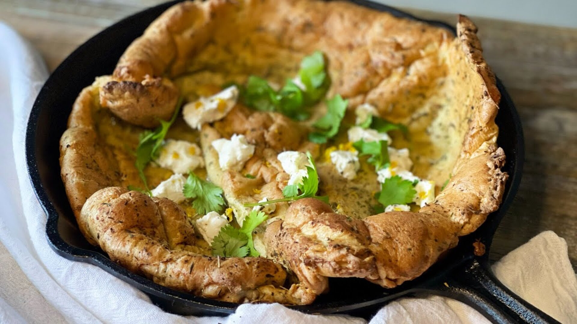 Herbes de Provence and tangy goat cheese Dutch baby recipe