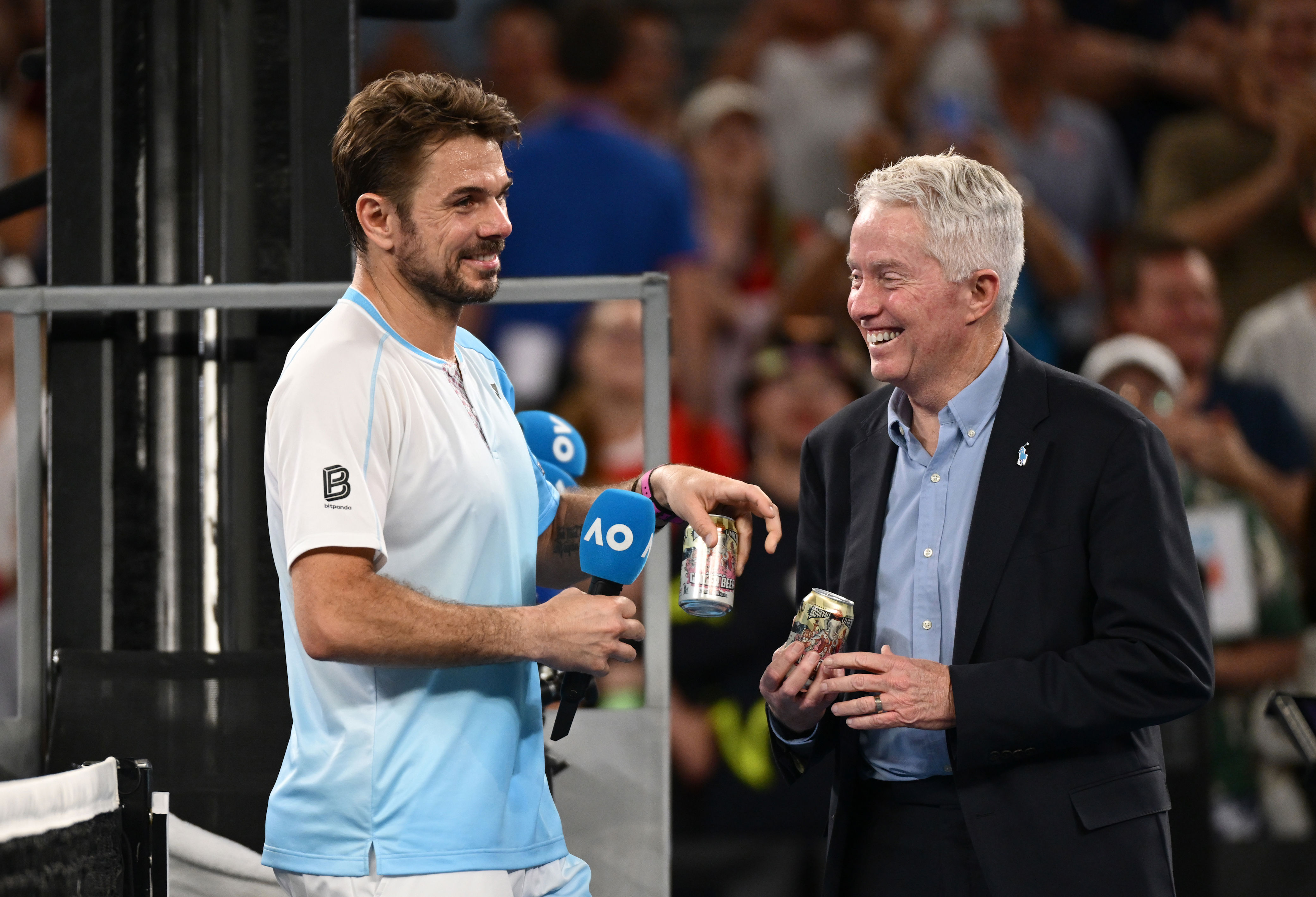 Stan Wawrinka says goodbye to Australian Open with beer-filled toast