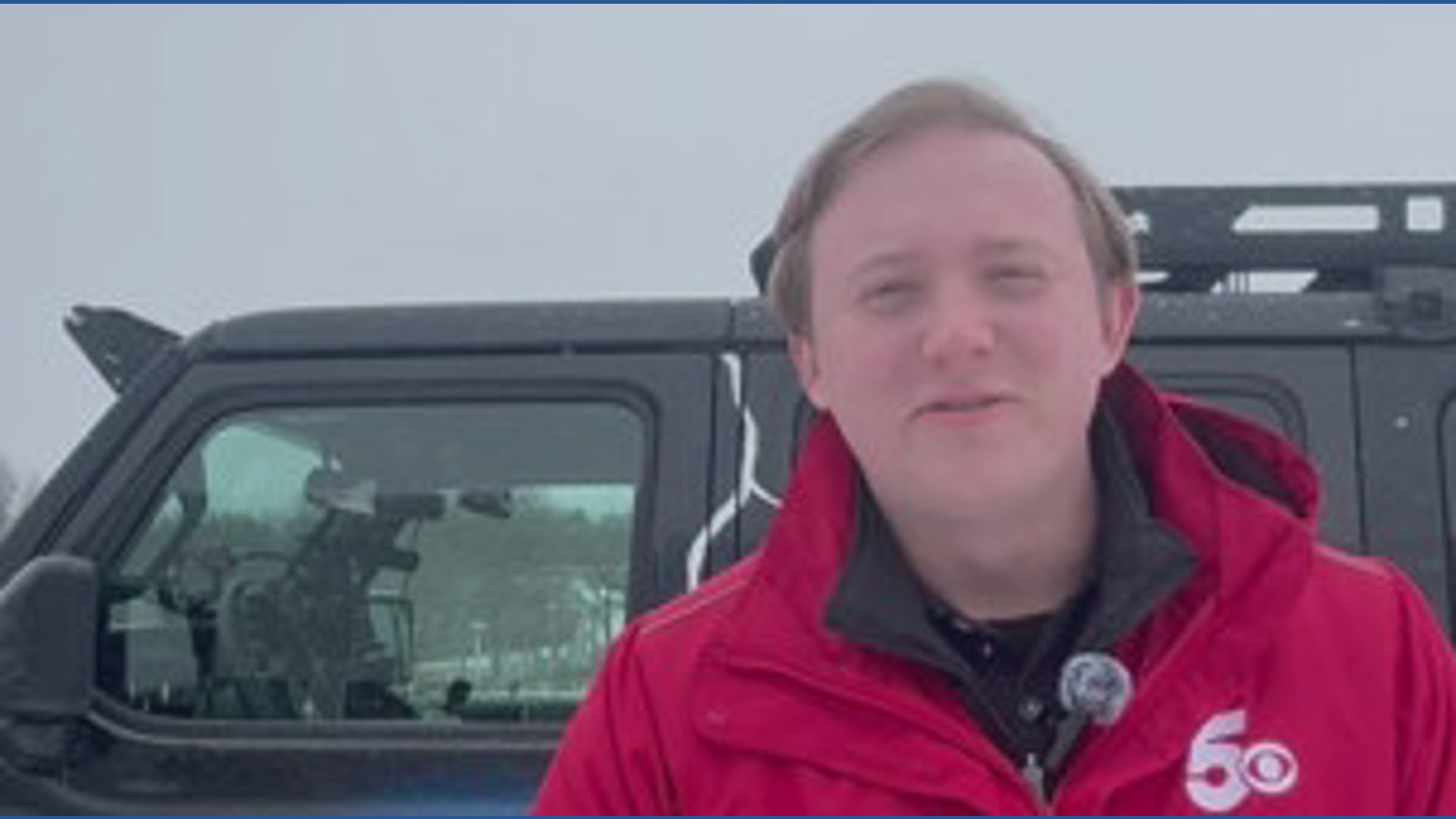 Storm chaser heading out in the winter weather