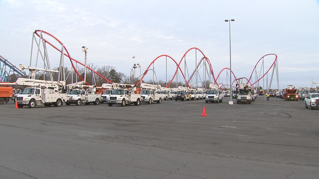 Duke Energy sets up at Carowinds to respond to winter storm