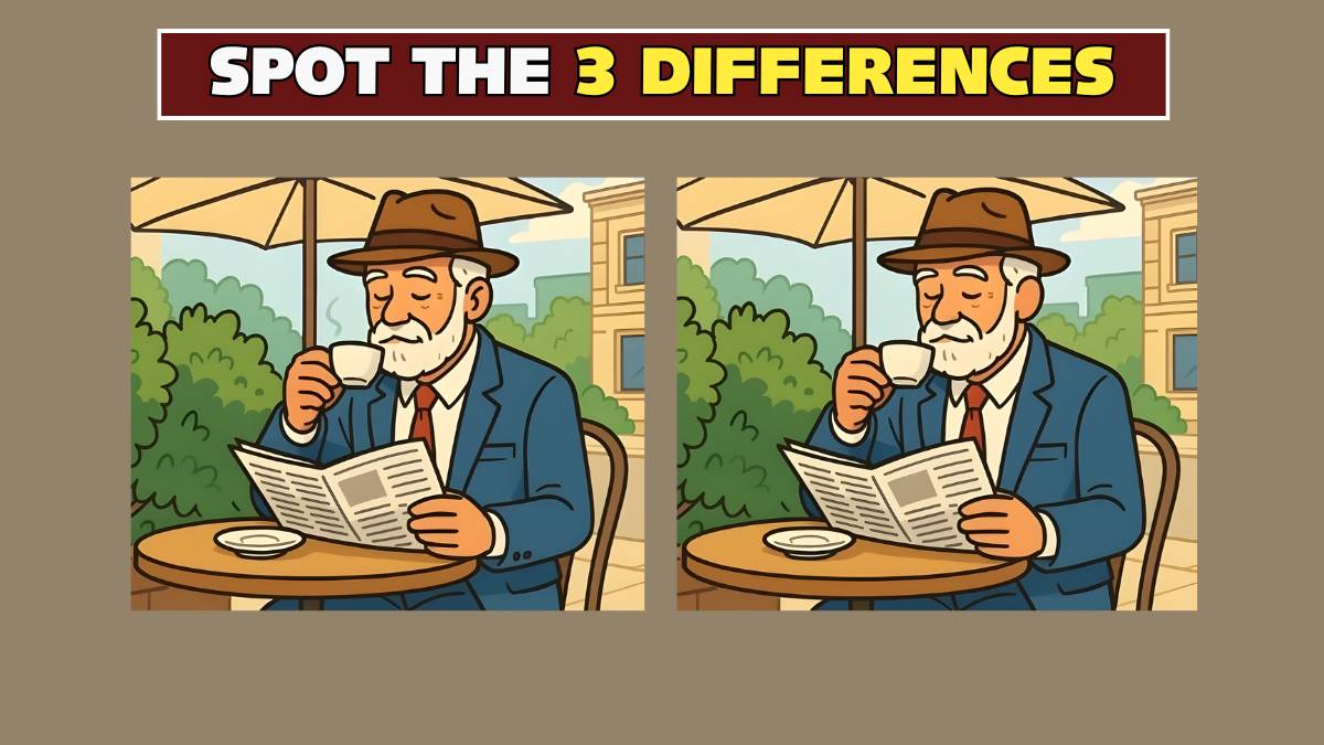 21-second challenge: Spot the differences in the old man reading newspaper!
