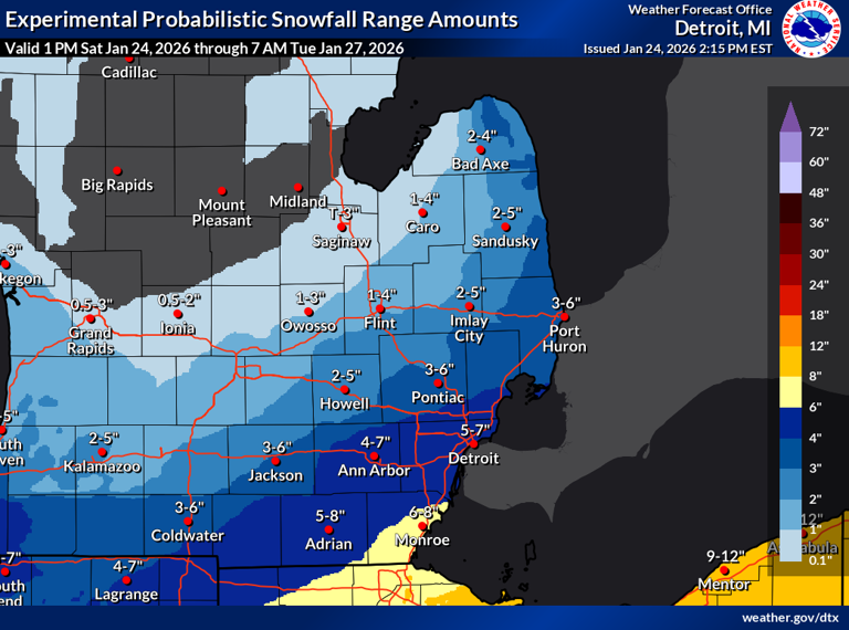 How much snow will Michigan get? Winter storm snowfall predictions