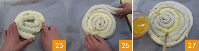 Filled puff pastry roll