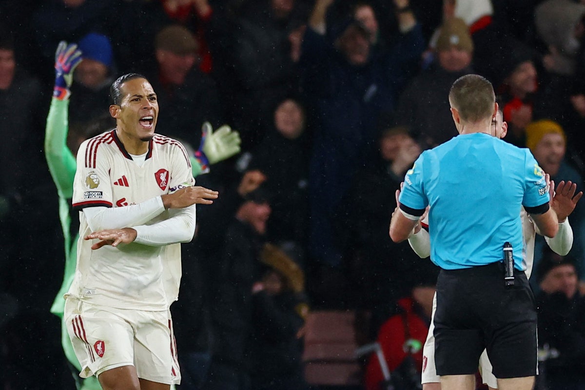 Van Dijk fumes at referee as Liverpool fall to late Bournemouth winner