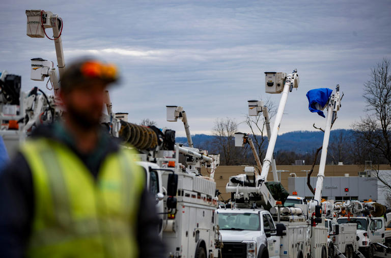 Duke stages over 500 bucket trucks at WNC Ag Center ahead of ice storm