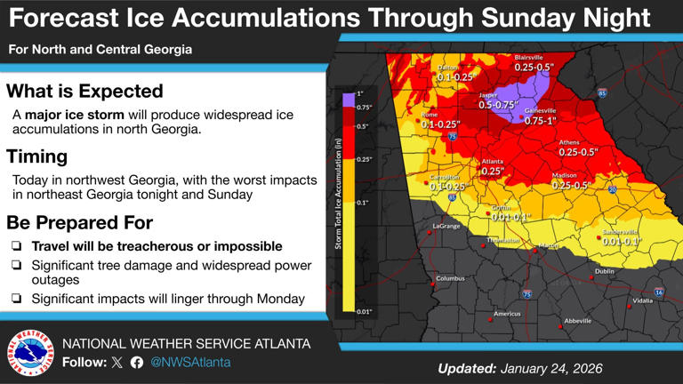 How much ice will North Georgia see during storm? See latest NWS forecast