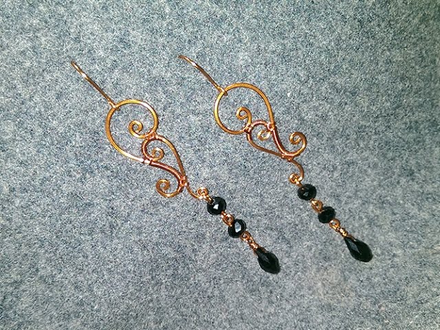 Wire earring with crystal - How to make wire jewelry 193