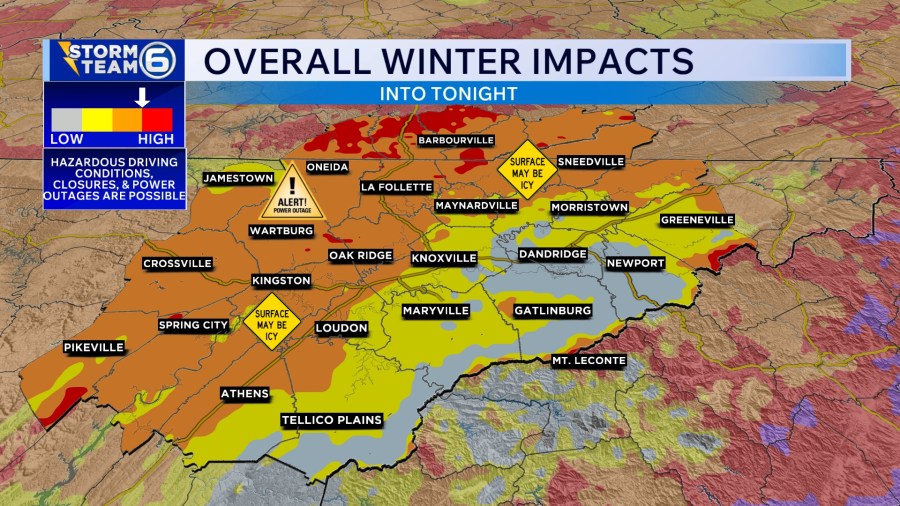 Knoxville weather: Ice and snow impacting the area Saturday into Sunday