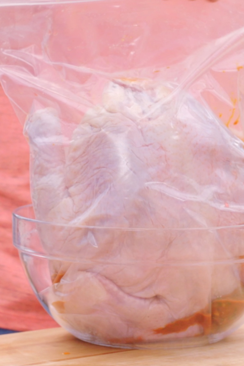 Marinated capon prepared for smoking