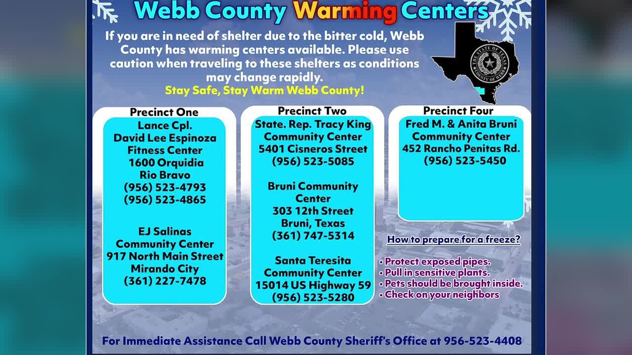 Webb and Zapata counties open warming centers for residents