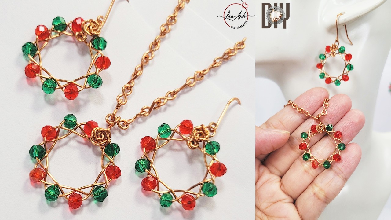 Making Christmas wreath jewelry | simple earring and pendant ideas for ...