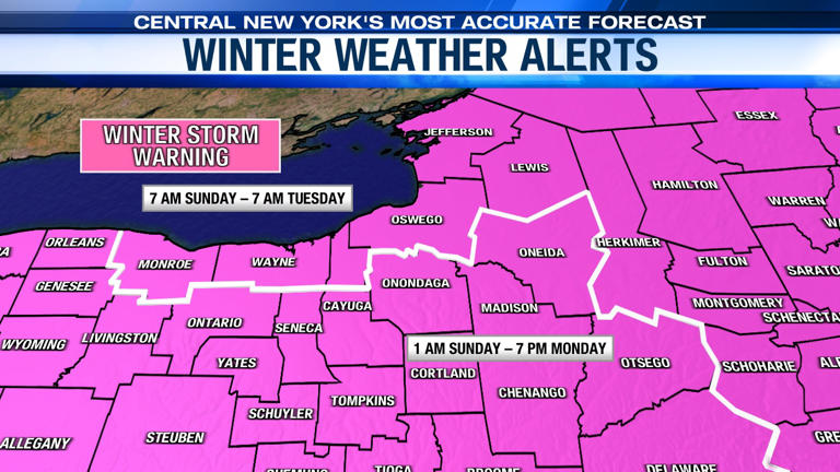 Syracuse, NY., to see 4-8 inches of snow by Sunday evening