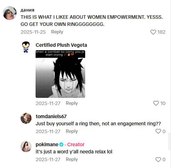 Pokimane got herself a ring and becomes engaged to herself. Now her ...