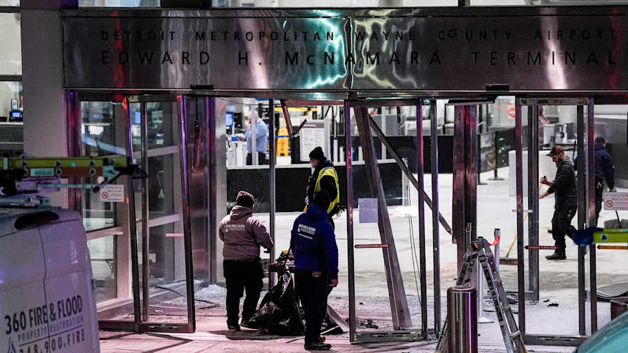 Man wearing Lions jersey crashes into Detroit terminal