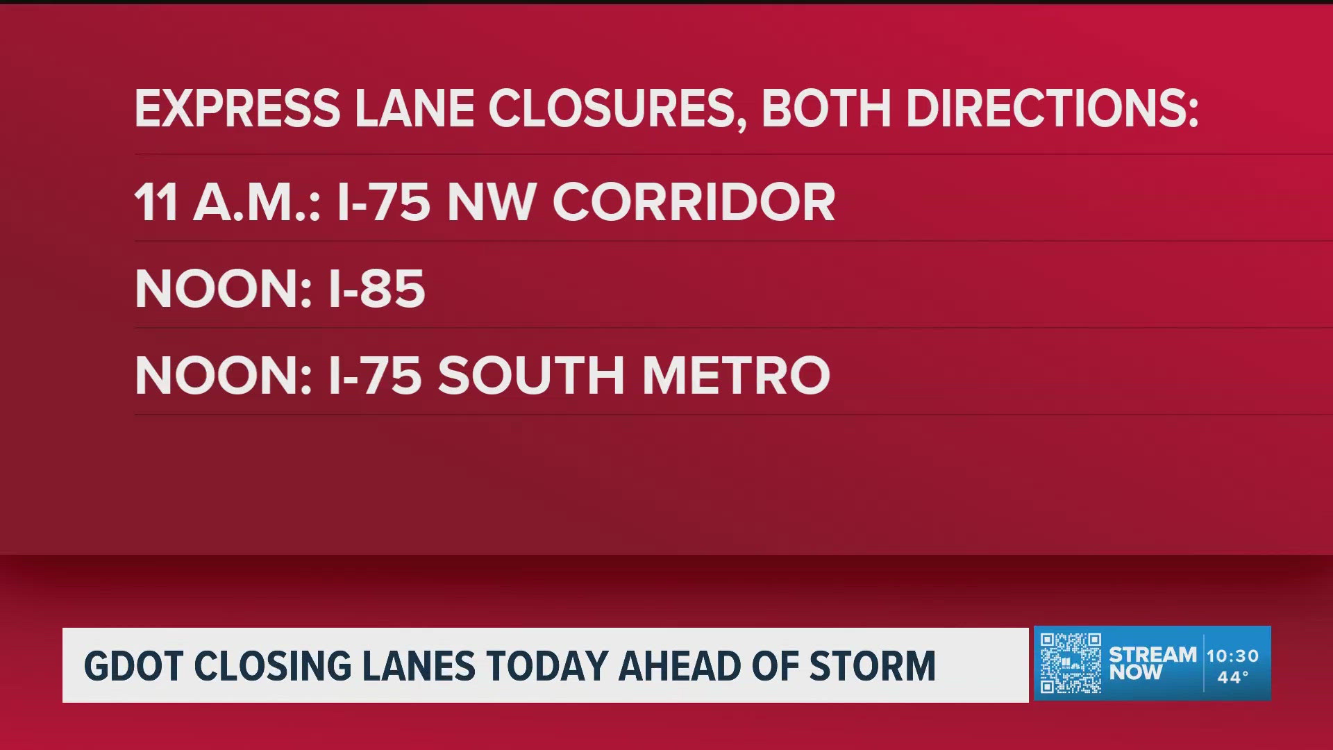 GDOT closes lanes ahead of winter storm