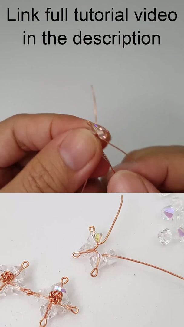 Flower | chain bracelet | earrings | sparkling crystals | copper wire ...