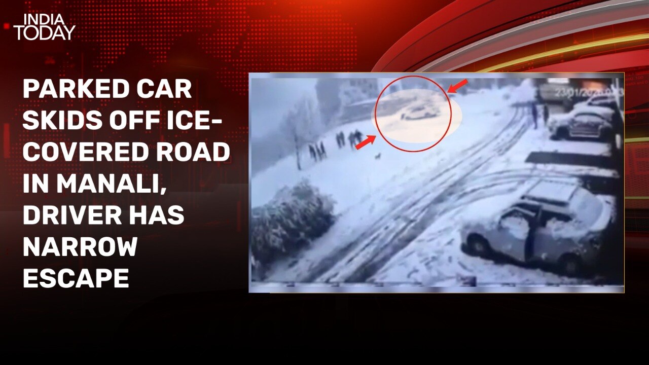 Watch: Car skids on icy road, falls into ditch in Manali; driver ...