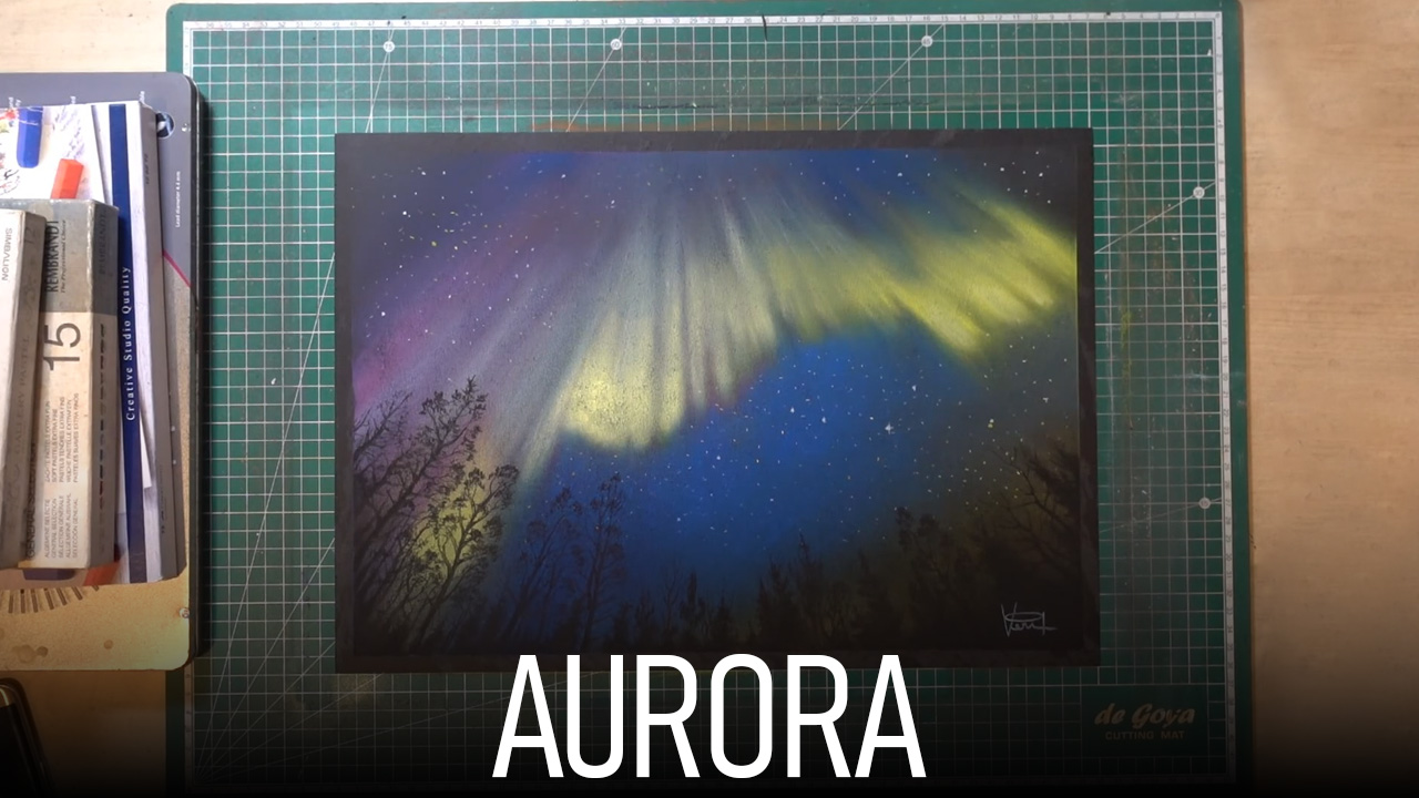 Northern lights pastel art: Full process sky gradients and star details