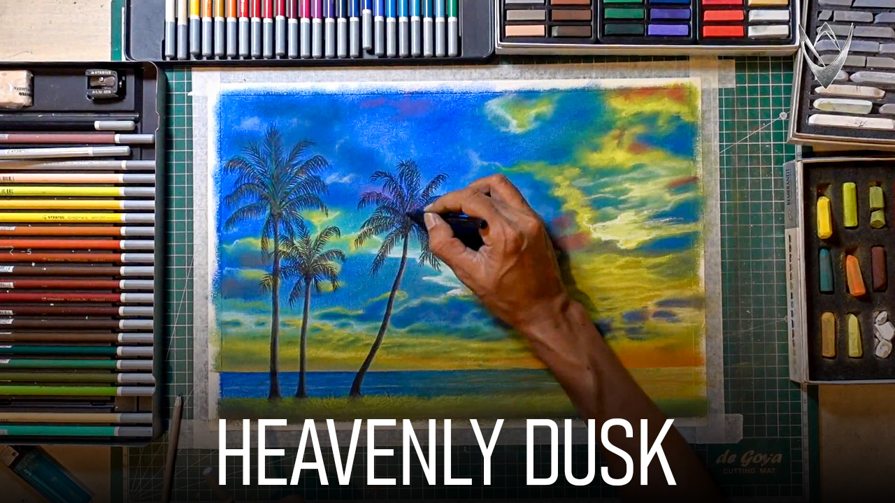 Stunning dusk sky in pastels: Learn easy blending and light effects