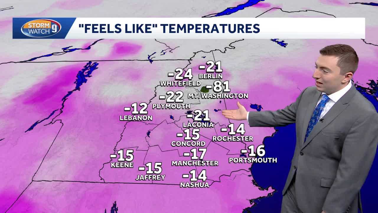 NH town-by-town lows, wind chills for Jan. 24