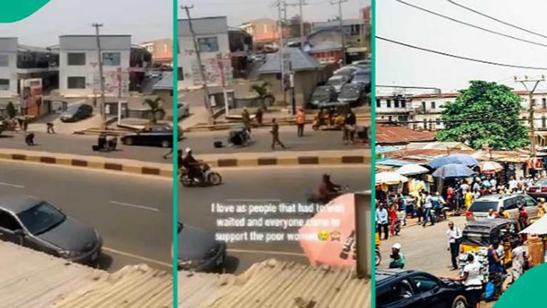 Watch trending video as Nigerians come to aid of woman whose goods ...
